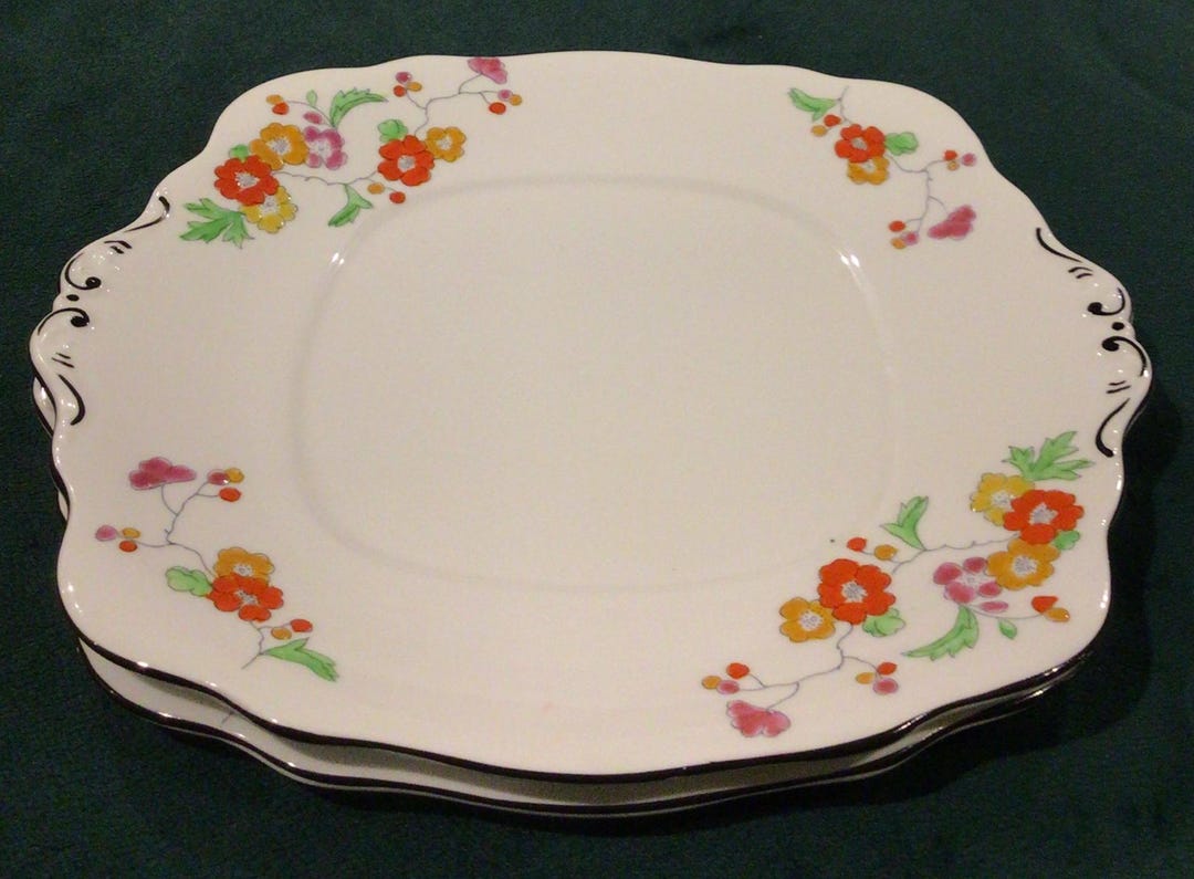 Pair of Rare Fine Bone China Plates by English Bell China in Vintage ...