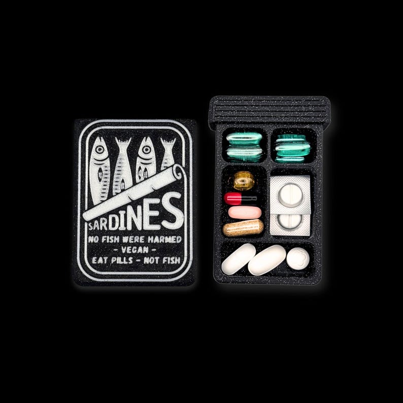 Pill Box – Sardines Retro Design, 4, 5 or 8 Compartments - Etsy