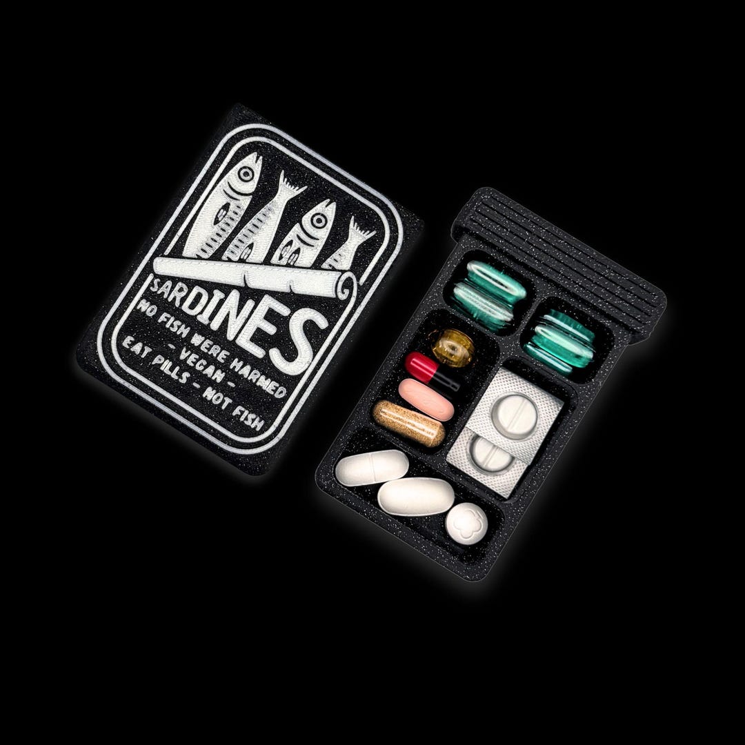 Funny Pill Box – Sardine-tin Style Organizer With Retro Design, Cute ...