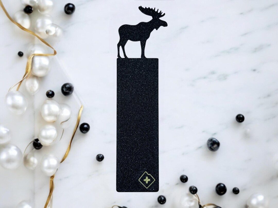 Moose Bookmark – Black Galaxy & Gold Satin Reading Accessory | 3D ...