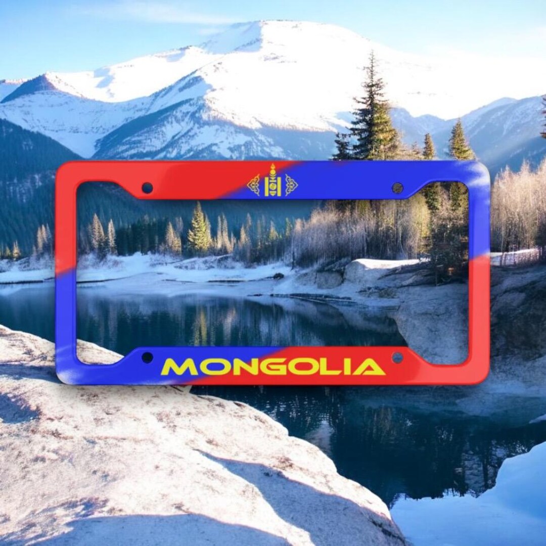 Mongolia 2 License Plate Frame, Flag, Red and Blue License Plate Frame ...