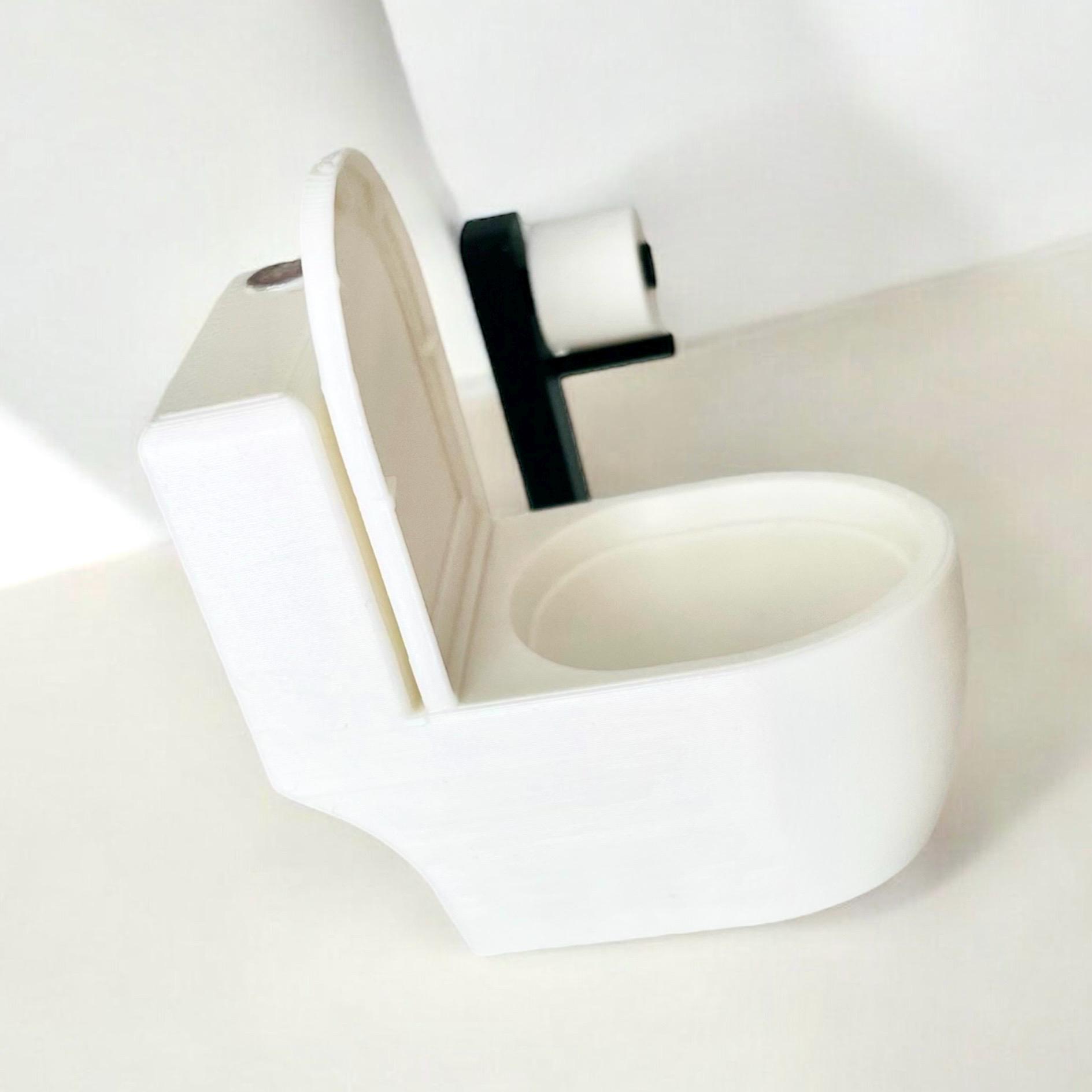 Dollhouse Toilet With Toilet Paper and Holder 1:12 Scale Modern Simple ...