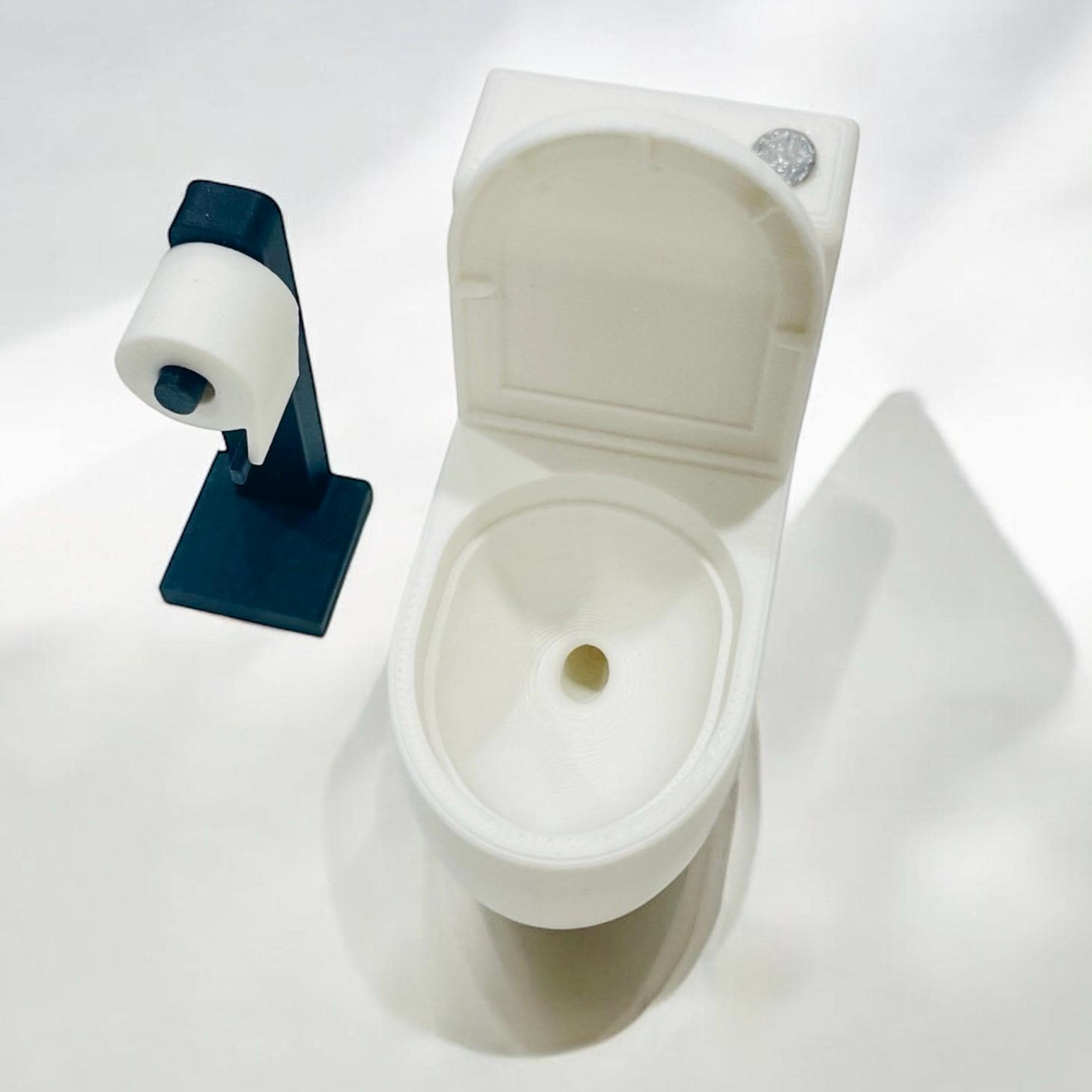 Dollhouse Toilet With Toilet Paper and Holder 1:12 Scale Modern Simple ...