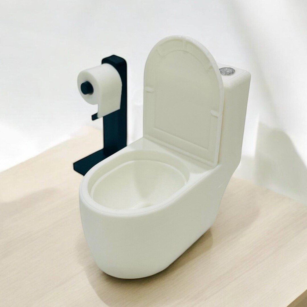 Dollhouse Toilet With Toilet Paper and Holder 1:12 Scale Modern Simple ...