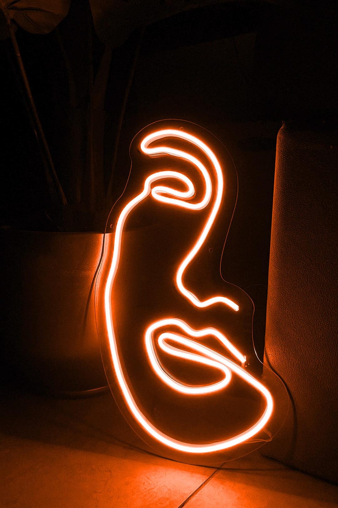 Abstract Female Face Shaped Neon Led Light Painting Wall Decoration ...
