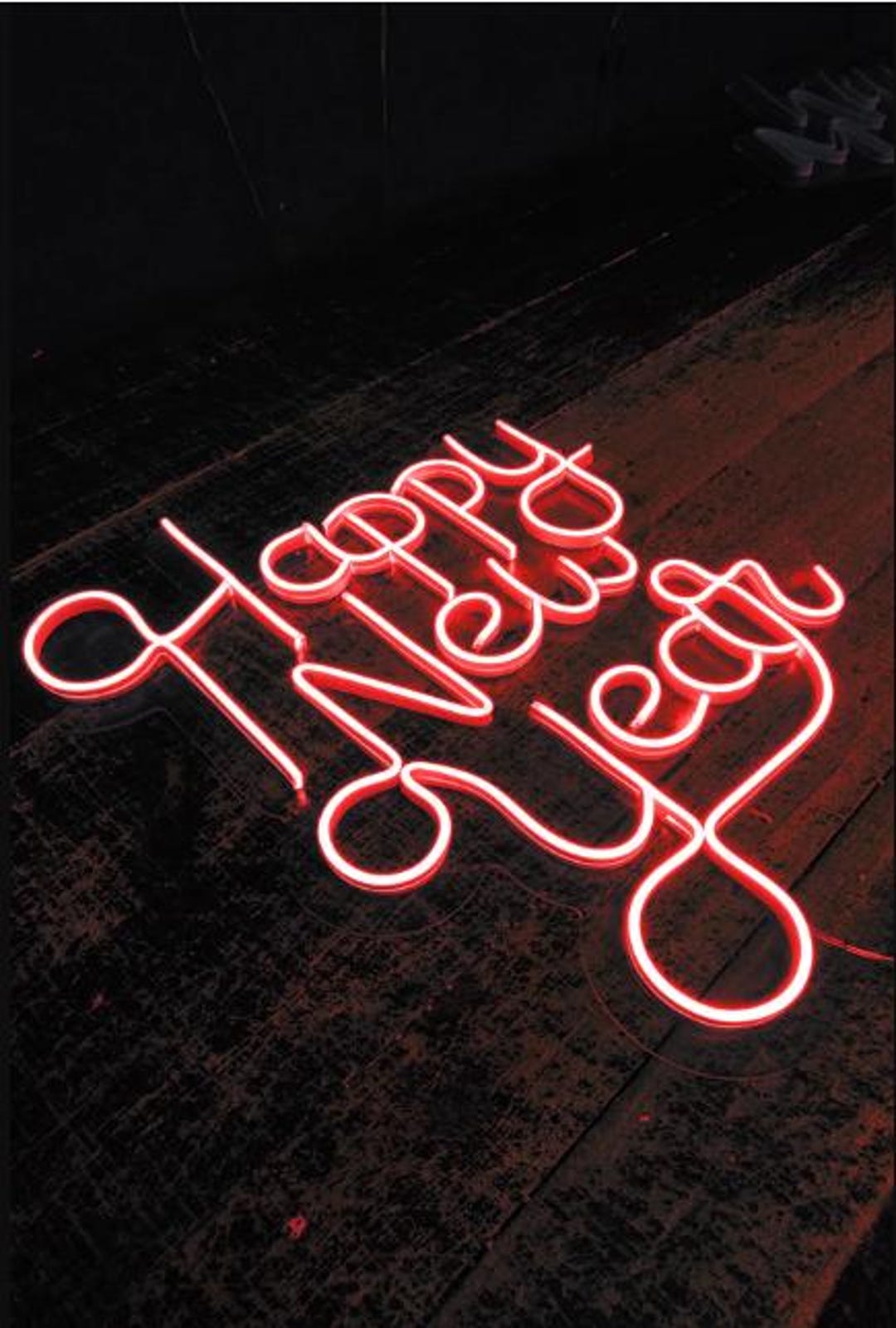 Happy New Year With Lights: Neon LED Sign Wall Decoration Product - Etsy
