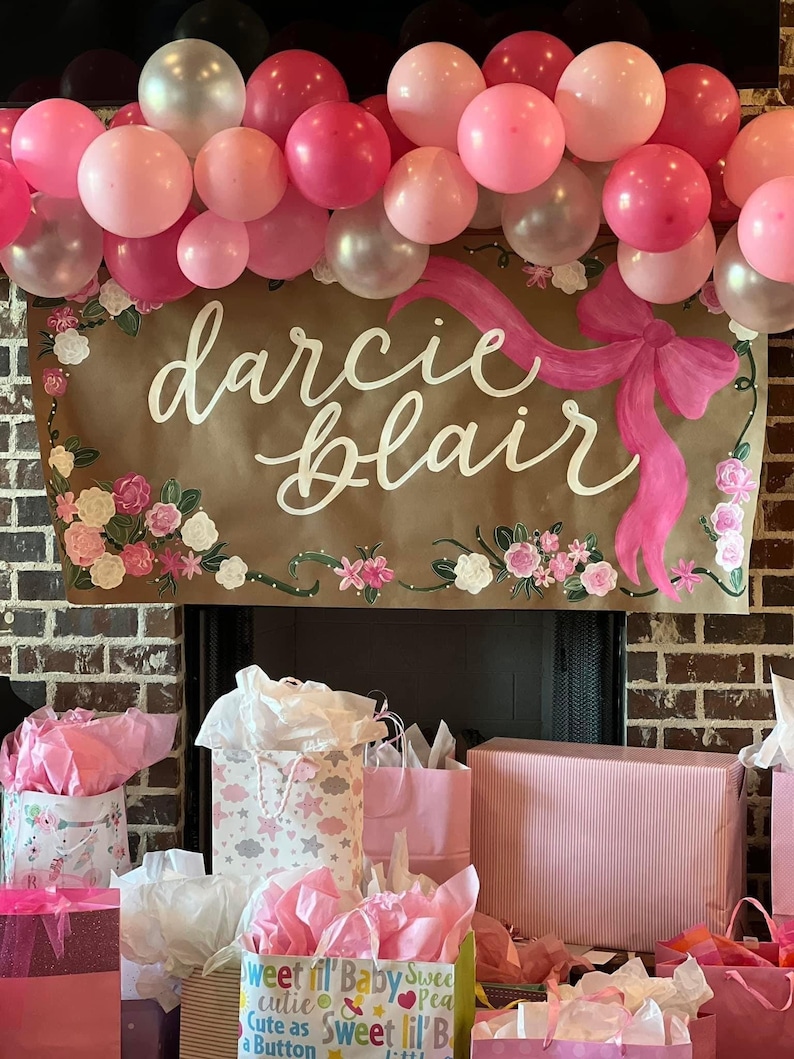 CUSTOM Girly Baby Shower Banner, Hand-painted - Etsy