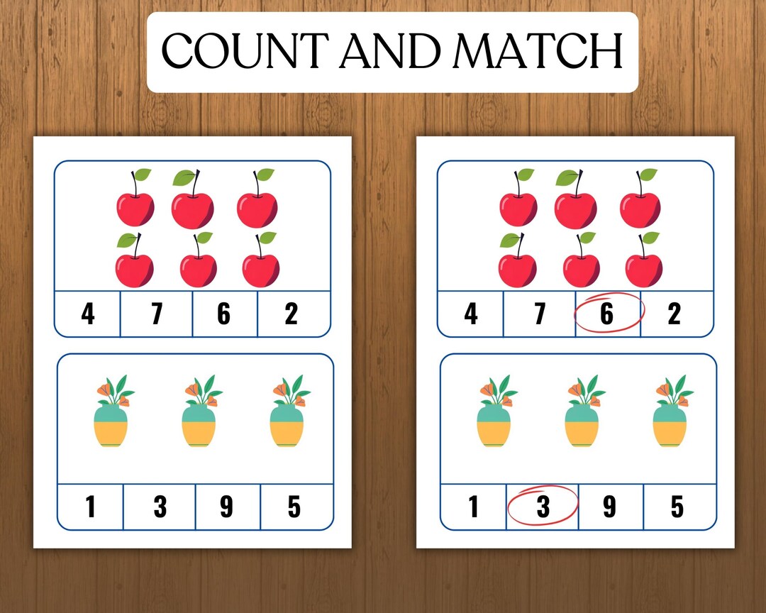 Count and Match Activity Sheets for Kids Educational Printable Learning ...