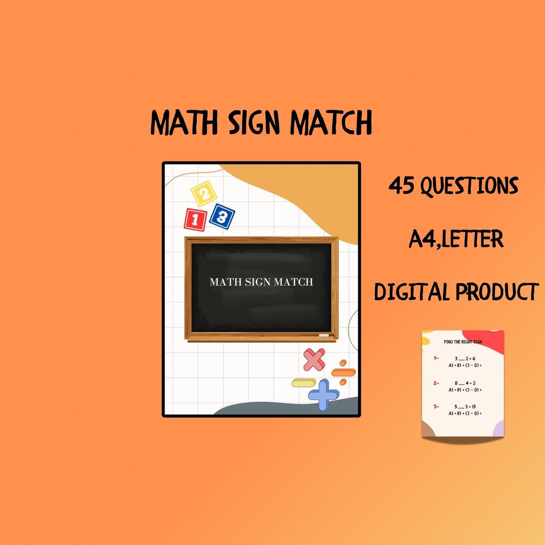 Printable Math Sign Worksheets Find the Right Sign Activity for Kids ...
