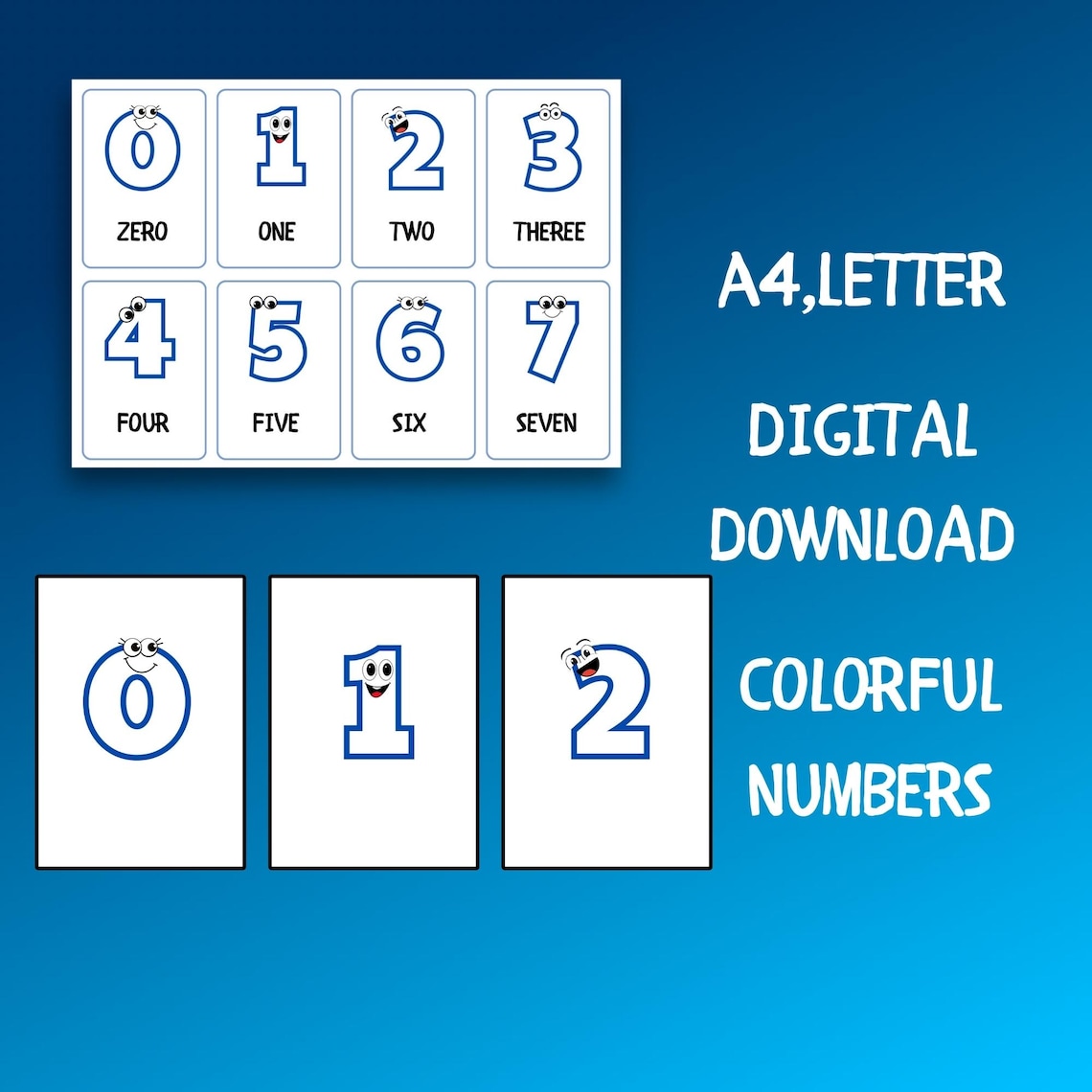 Printable Number Flashcards Kids Number Flashcards - Etsy