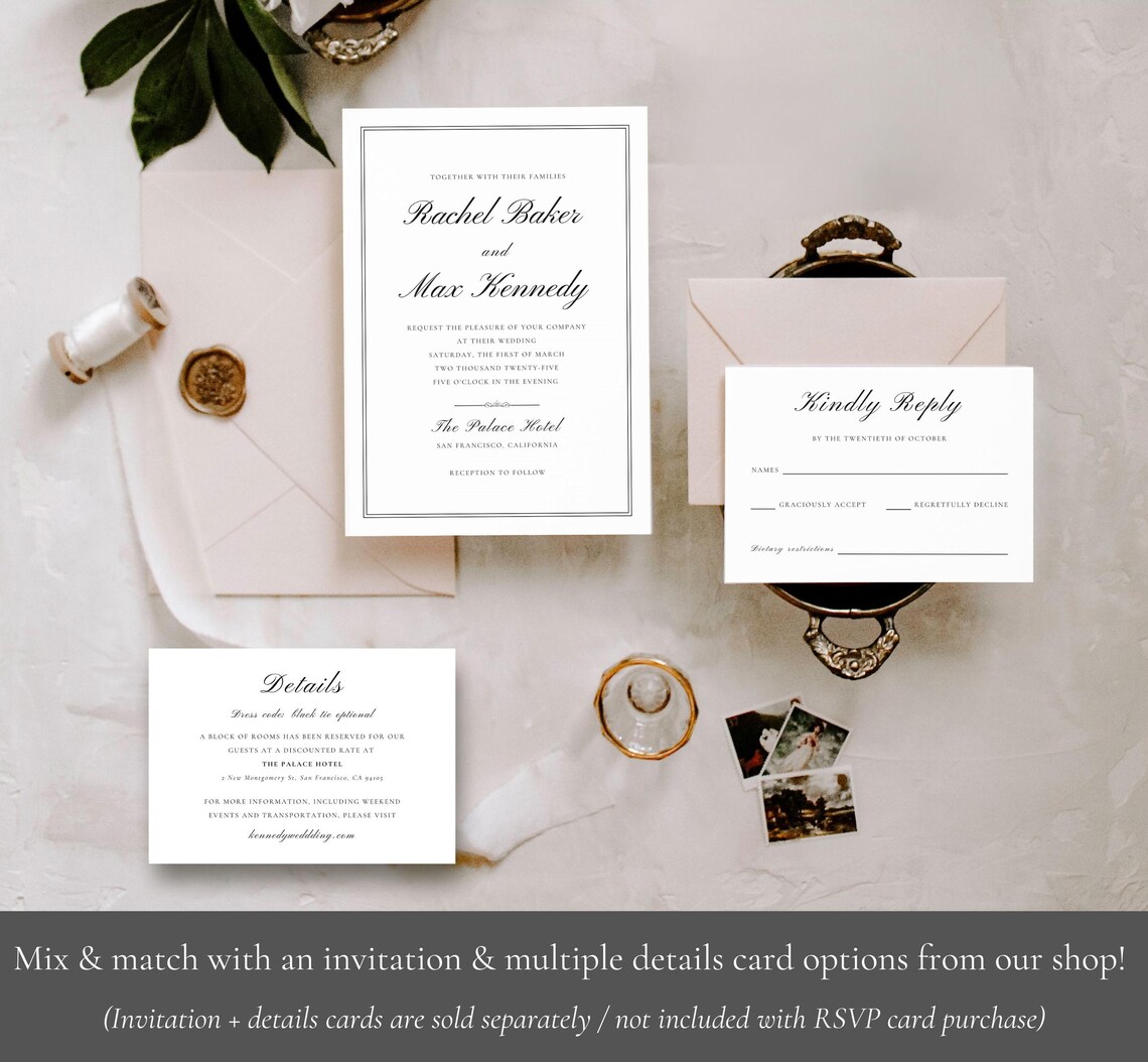 Elegant Wedding RSVP Card Templates [ 5x3.5 Response Card Editable ...