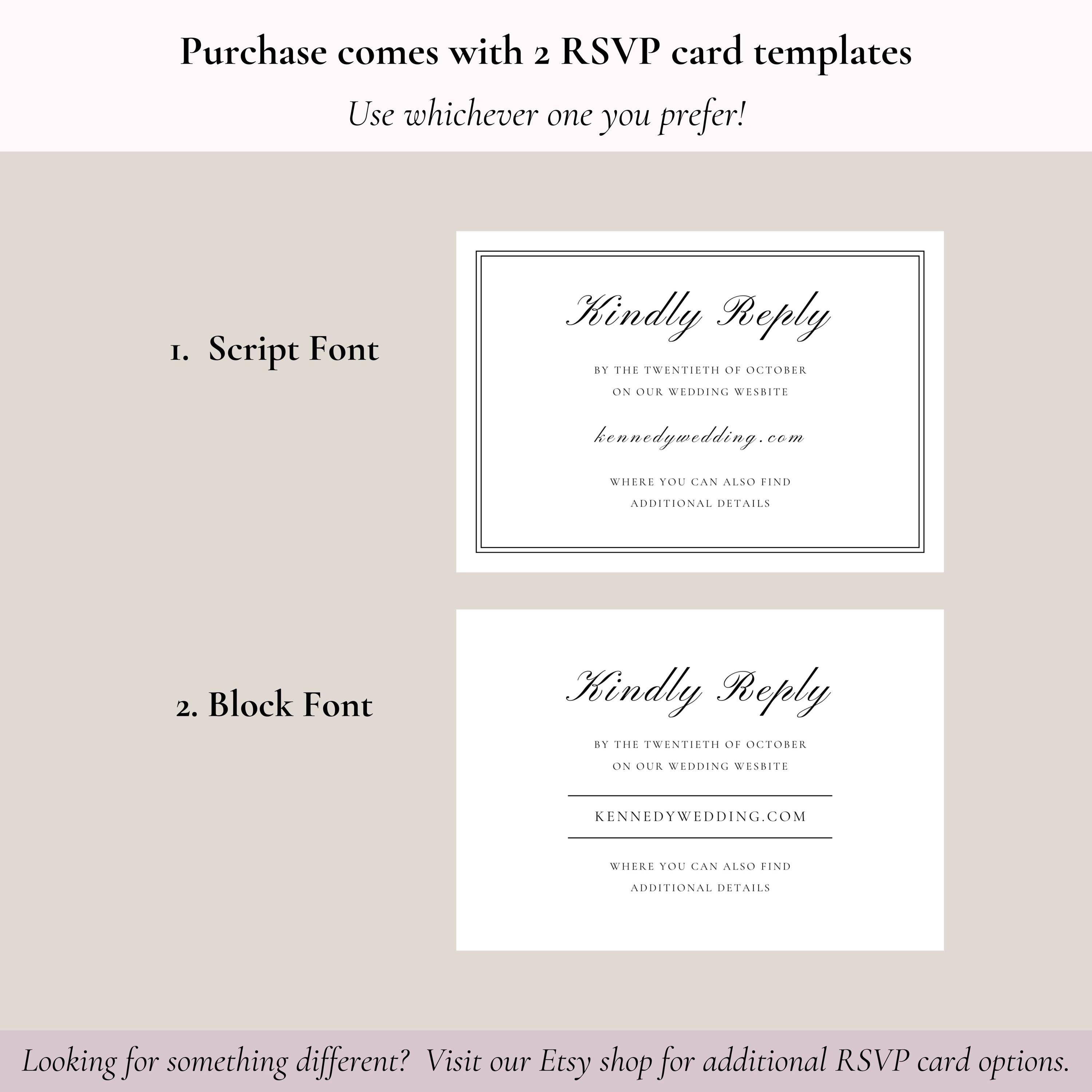 Elegant Wedding RSVP Card Templates - Online RSVP on Wedding Website ...