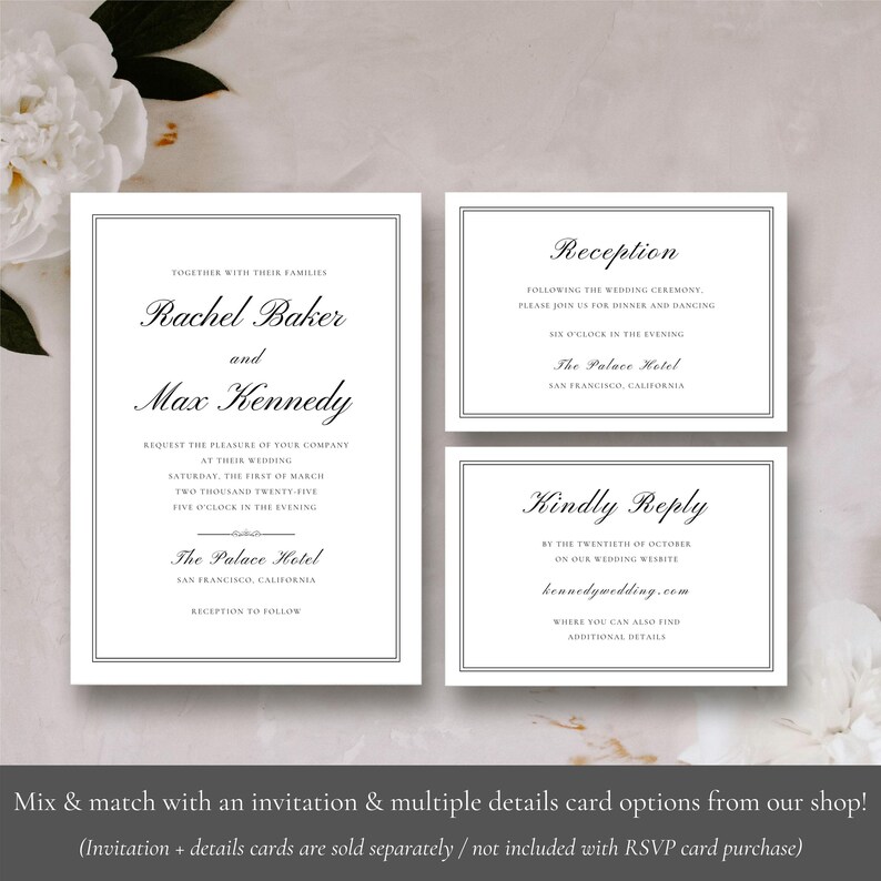 Elegant Wedding RSVP Card Templates - Online RSVP on Wedding Website ...