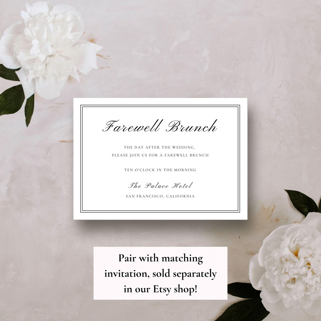 Elegant Farewell Brunch Invite Template [ 5x3.5 Enclosure Card for ...