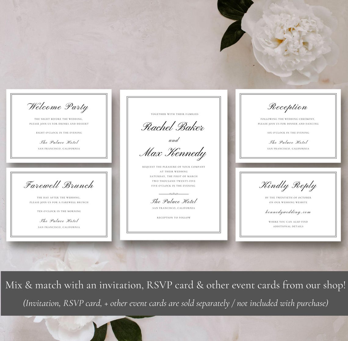 Elegant Wedding Welcome Party Invite Template [ 5x3.5 Enclosure Card ...