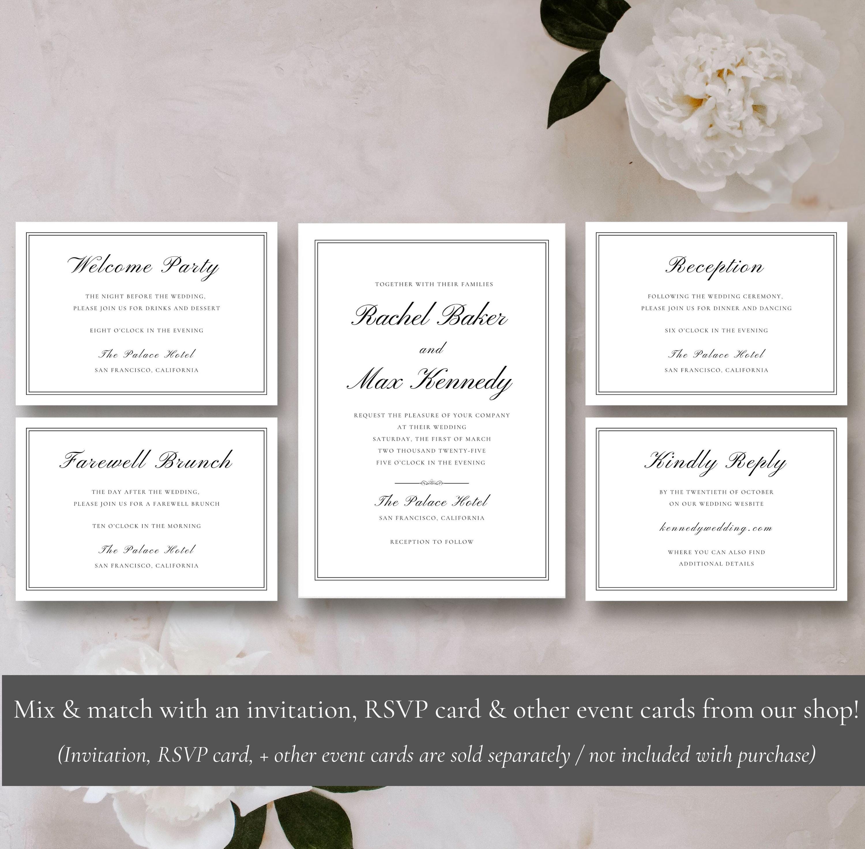 Elegant Wedding Welcome Party Invite Template [ 5x3.5 Enclosure Card ...