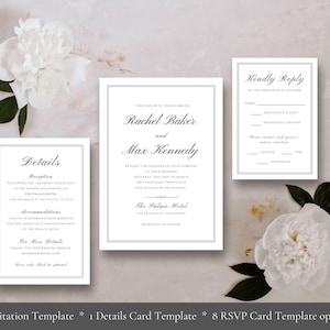 Elegant Wedding Invitation Suite Template | Wedding Invitation Set #1 With Classic Border ...