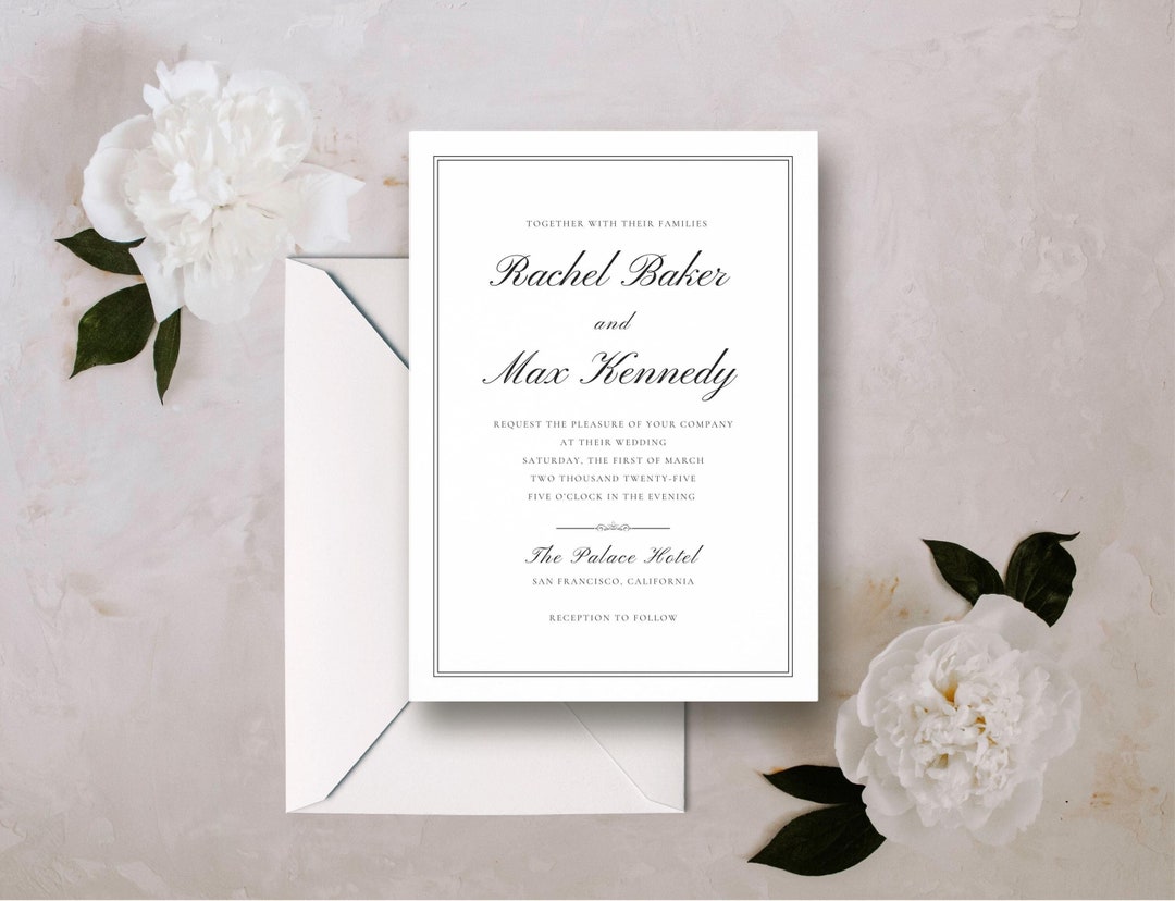 Elegant Wedding Invitation Template [ 5x7 Traditional, Classic Wedding ...