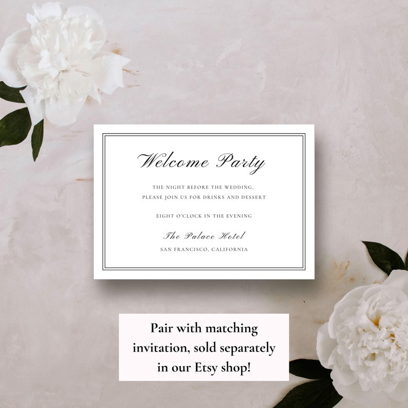 Elegant Wedding Welcome Party Invite Template [ 5x3.5 Enclosure Card ...
