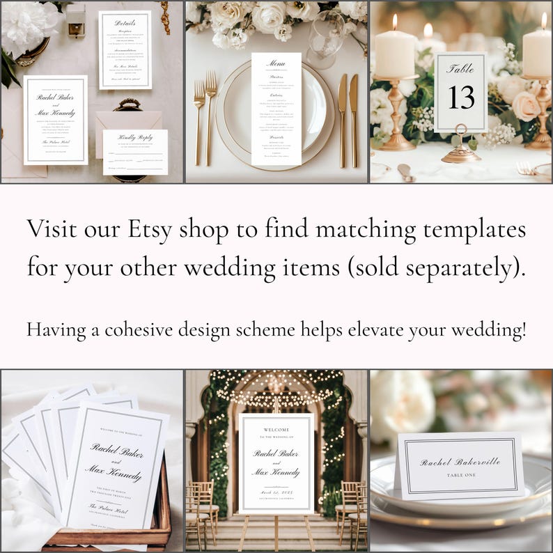 Elegant Wedding Details Card Template With Classic Border [ 4x6 Insert ...