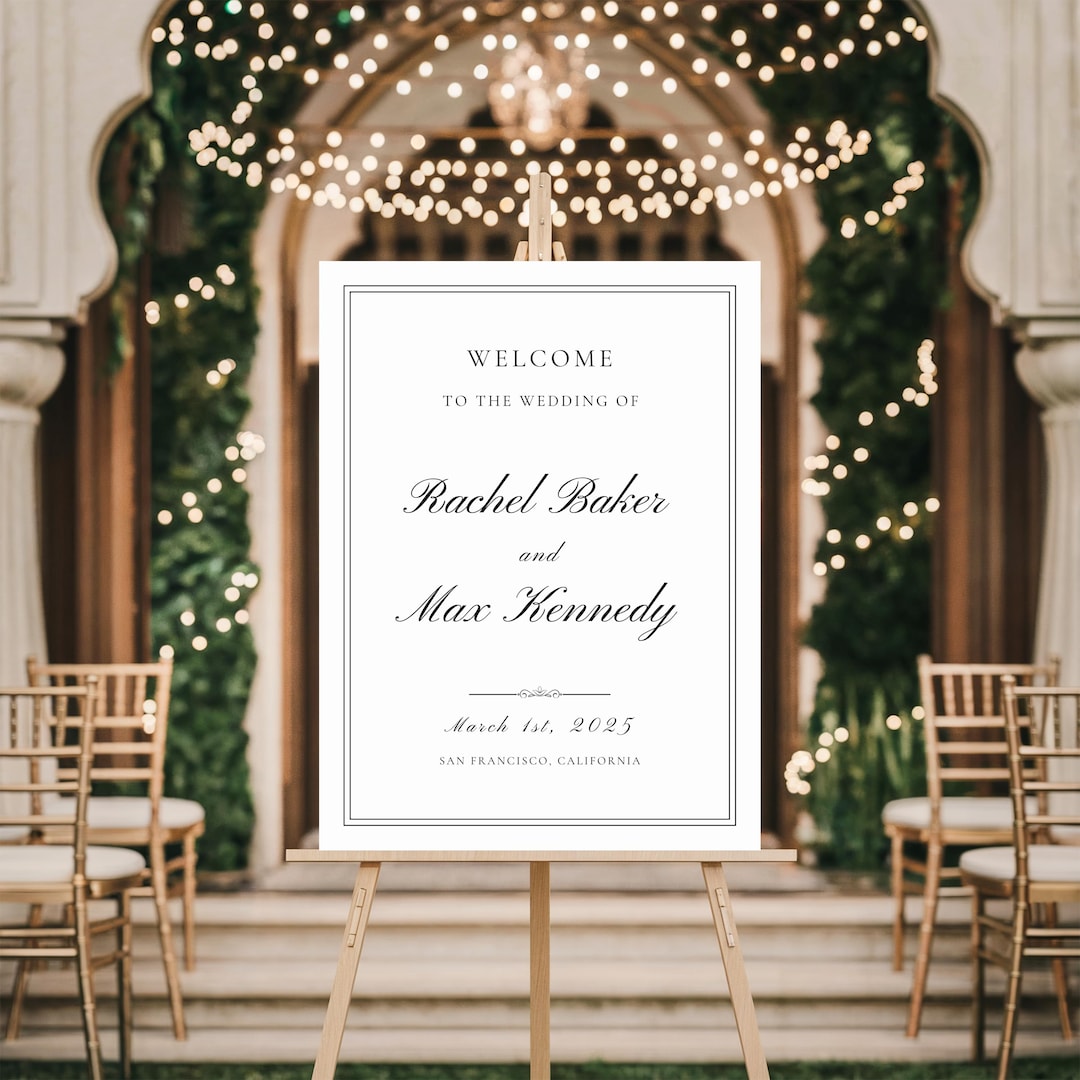 Elegant Wedding Welcome Sign Template With Classic Border [ 18x24 ...