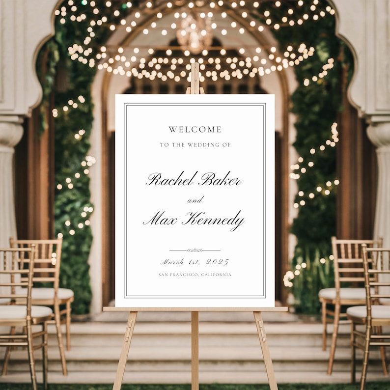 Elegant Wedding Welcome Sign Template With Classic Border [ 18x24 ...