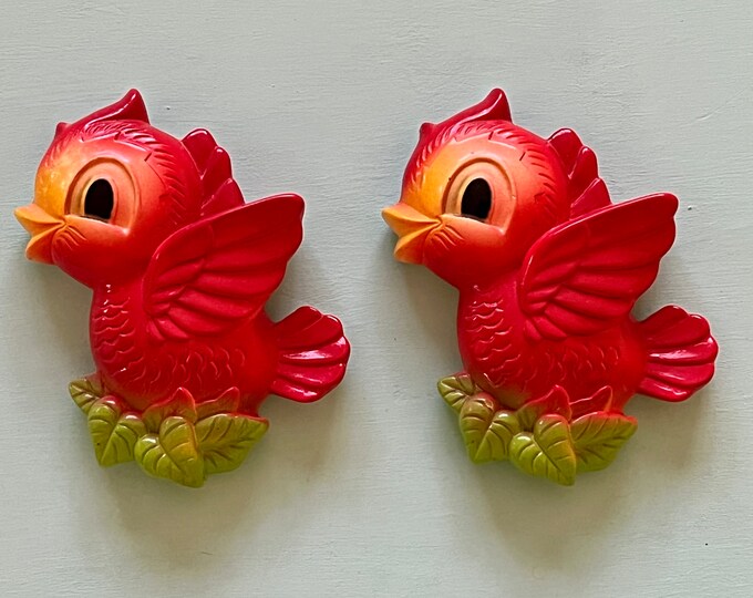 Vintage 1972 Miller Studio Chalkware Red Birds - Etsy