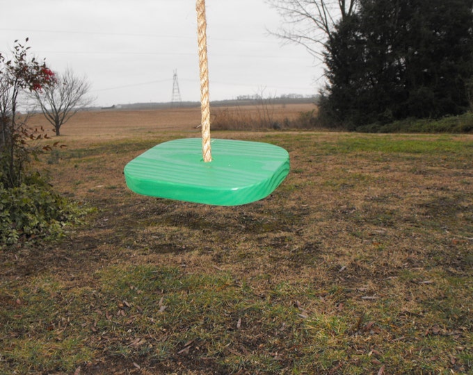 Childs Single Rope Disc Tree Swing Children Adult Handcrafted Wood Tree ...