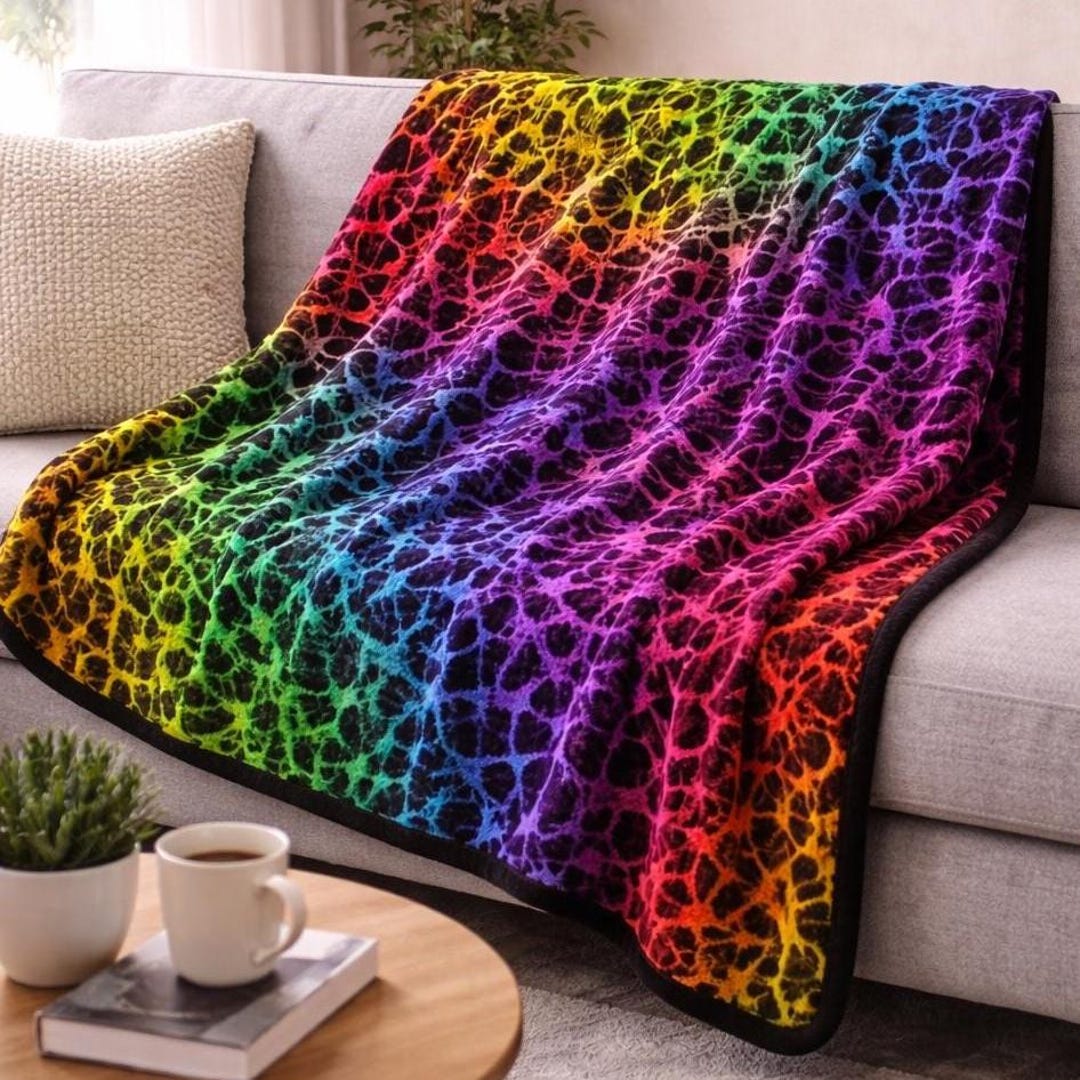 Neuroscience Blanket Neural Network Throw Rainbow Brain Art Velveteen ...