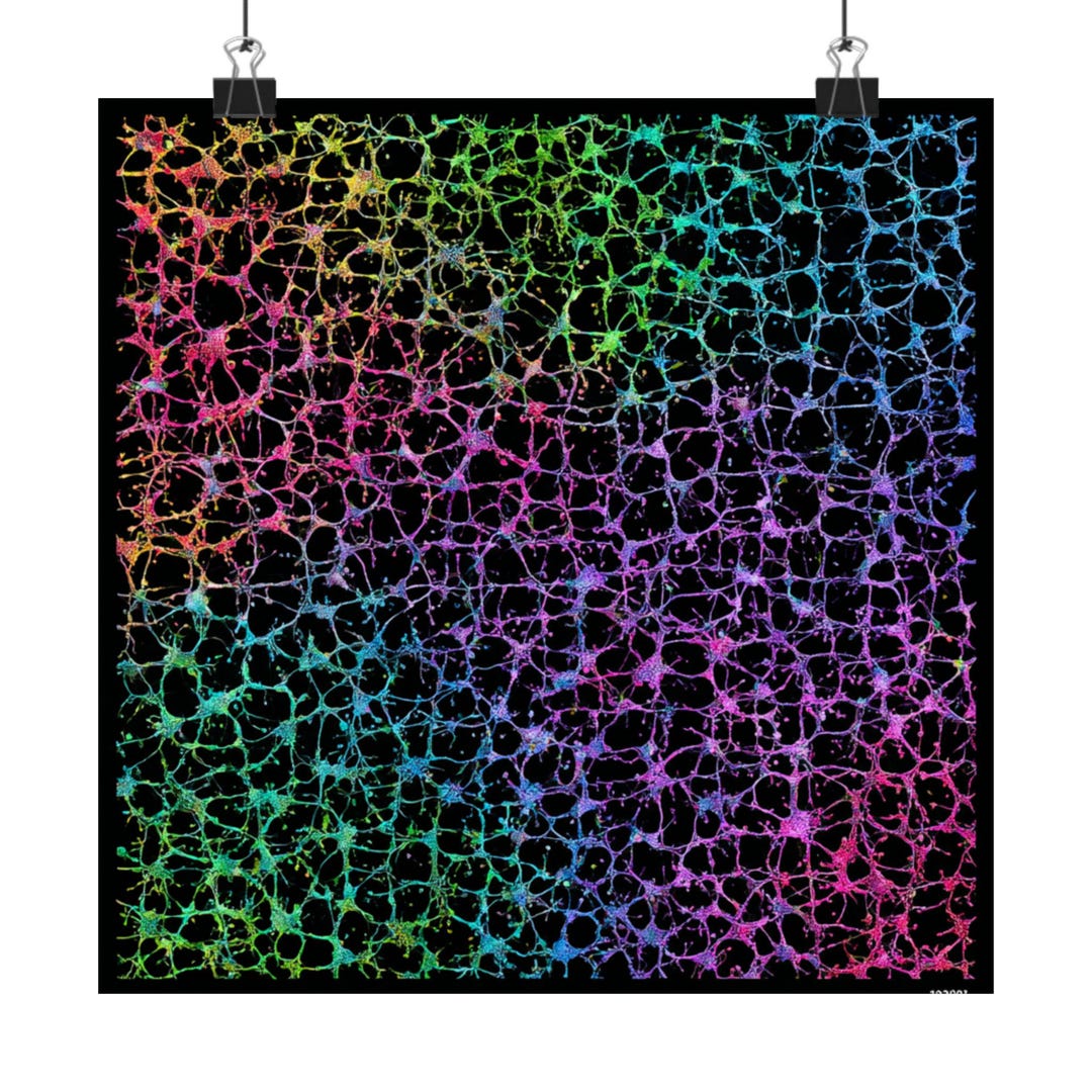 Neuroscience Art Poster Neuron Network Wall Art Colorful Brain Synapse ...