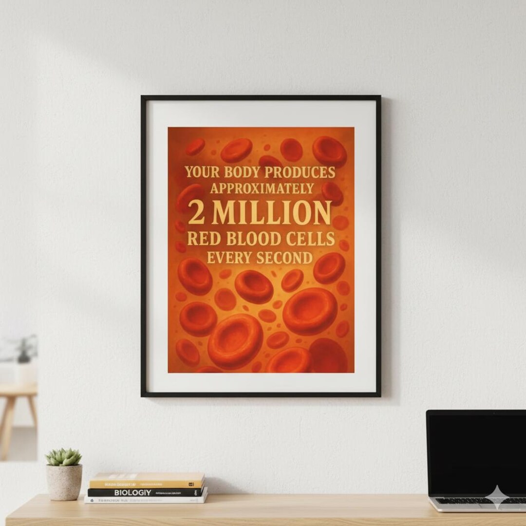 Human Body Science Poster Red Blood Cell Fun Fact Biology Wall Art ...