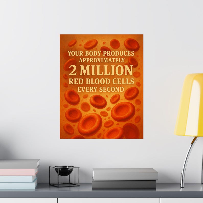 Human Body Science Poster Red Blood Cell Fun Fact Biology Wall Art ...