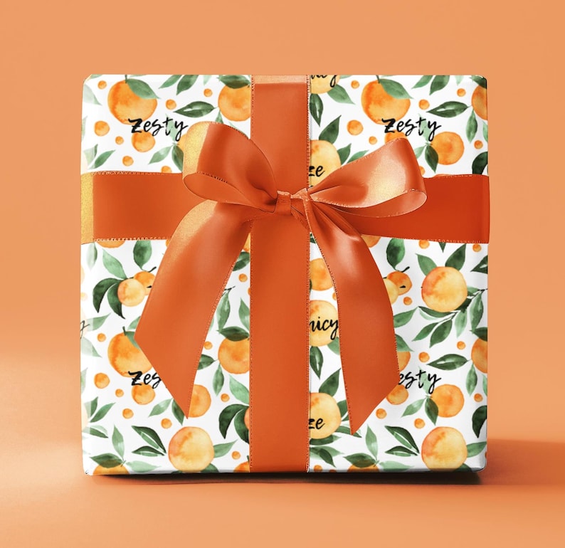 Orange Wrapping Paper Premium Gift Wrap Citrus Wedding Baby Shower ...