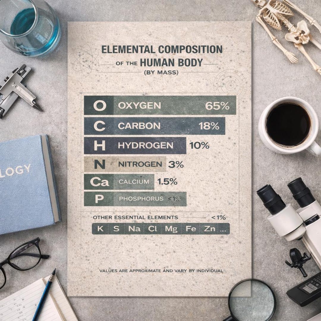 Elemental Composition of the Human Body Science Wall Art Biology Chart ...