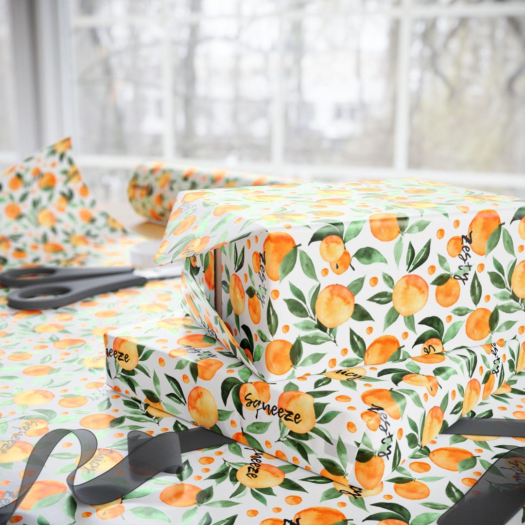 Orange Wrapping Paper Premium Gift Wrap Citrus Wedding Baby Shower ...