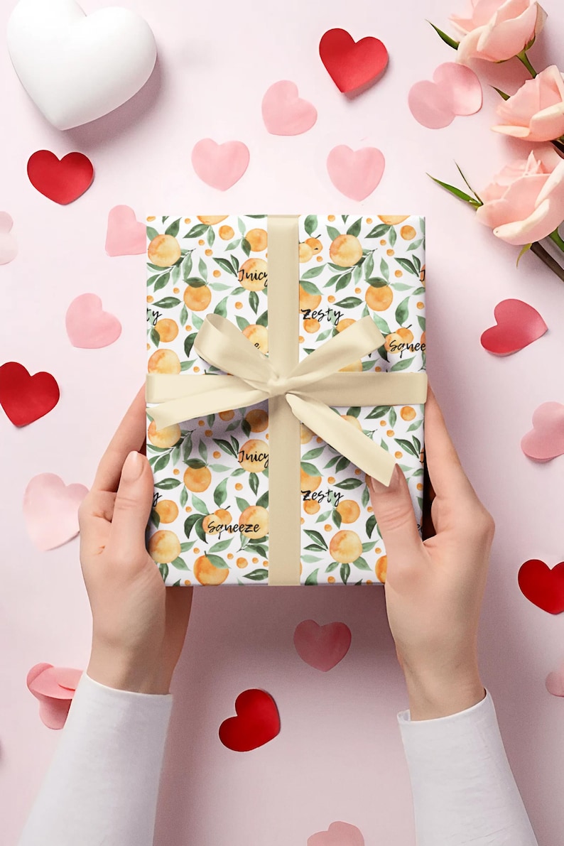Orange Wrapping Paper Premium Gift Wrap Citrus Wedding Baby Shower ...