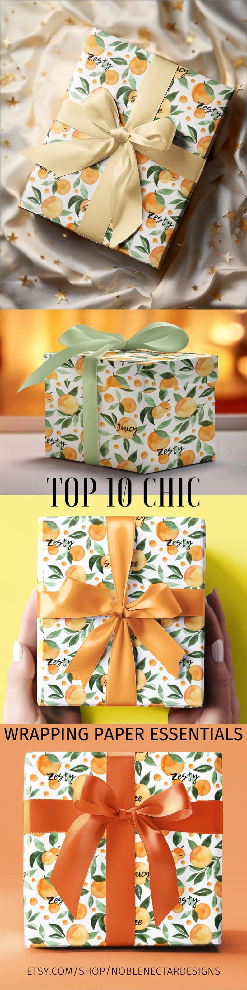 Orange Wrapping Paper Premium Gift Wrap Citrus Wedding Baby Shower ...