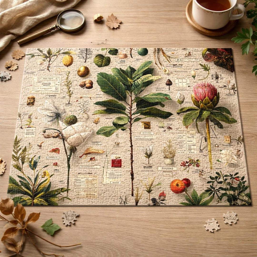 Plant Puzzle Educational Leafy Flower Jigsaw Botany Gift Vintage ...