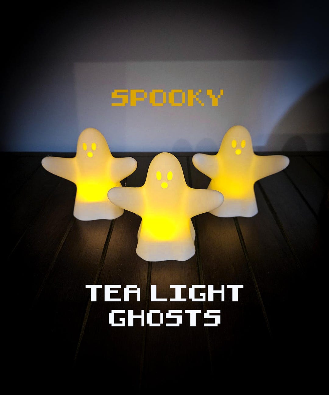Handcrafted Spooky Ghost Tea Light Holders Halloween Decor Set of 3 for ...