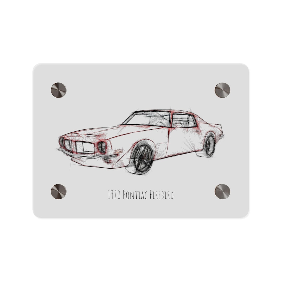 1970 Pontiac Firebird Sketch Acrylic Wall Art Panel | Retro Car ...