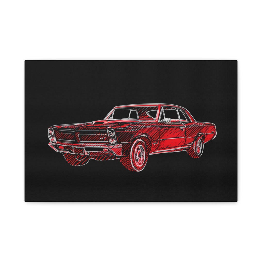 1965 Pontiac GTO Red Canvas, Retro Comic Style Wall Art, Classic Car ...