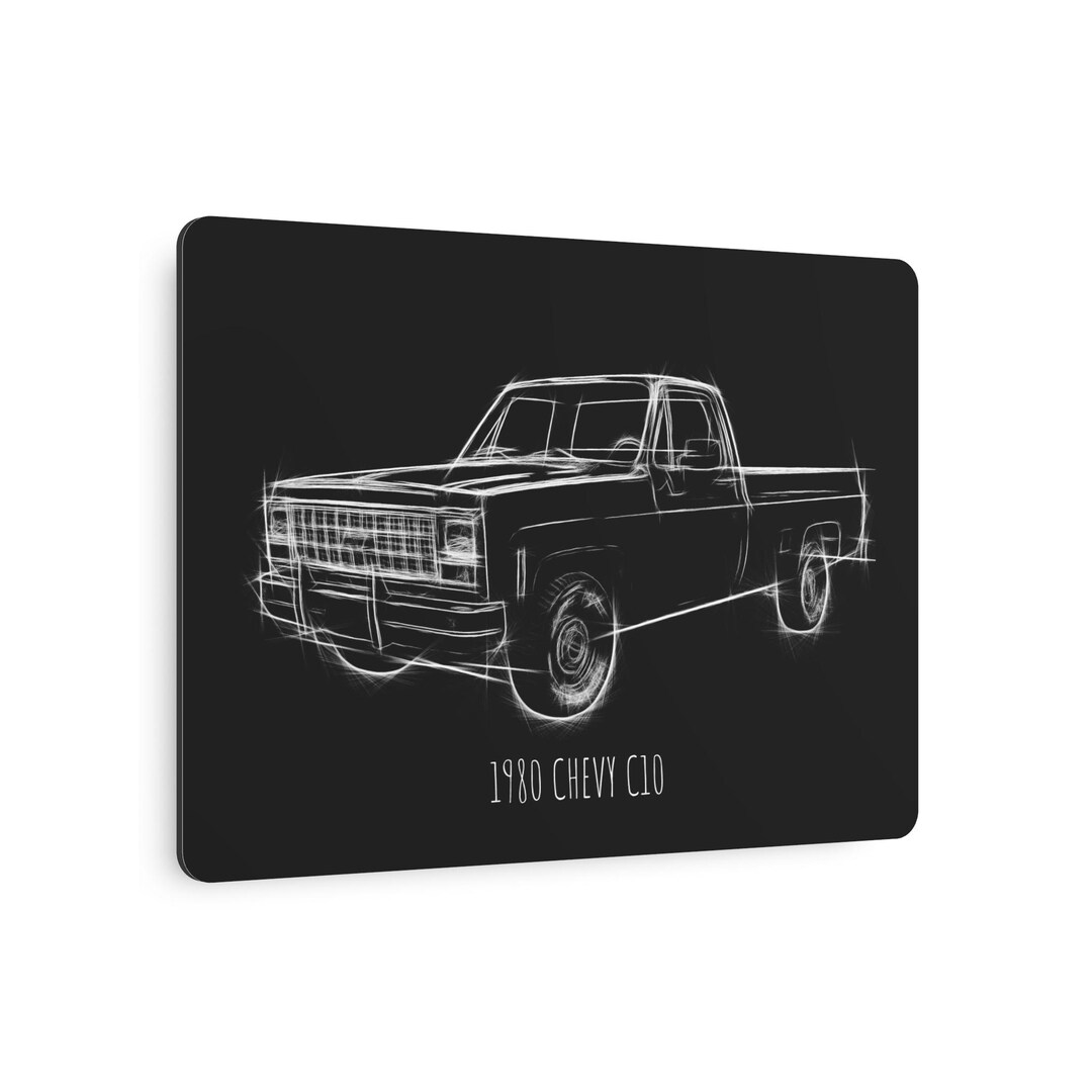 1980 Chevy C10 Sketch Metal Art Sign | Vintage Truck Wall Decor - Etsy