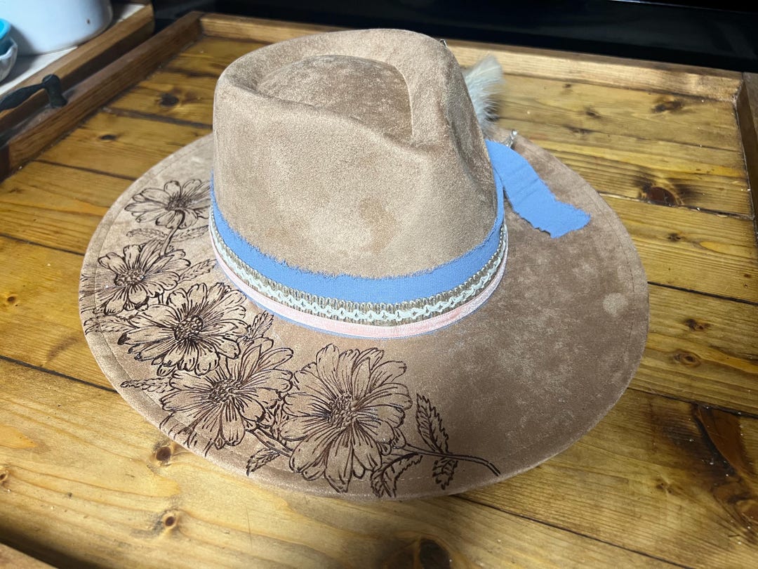 Custom Burned Brim Vegan Suede Hat - Etsy