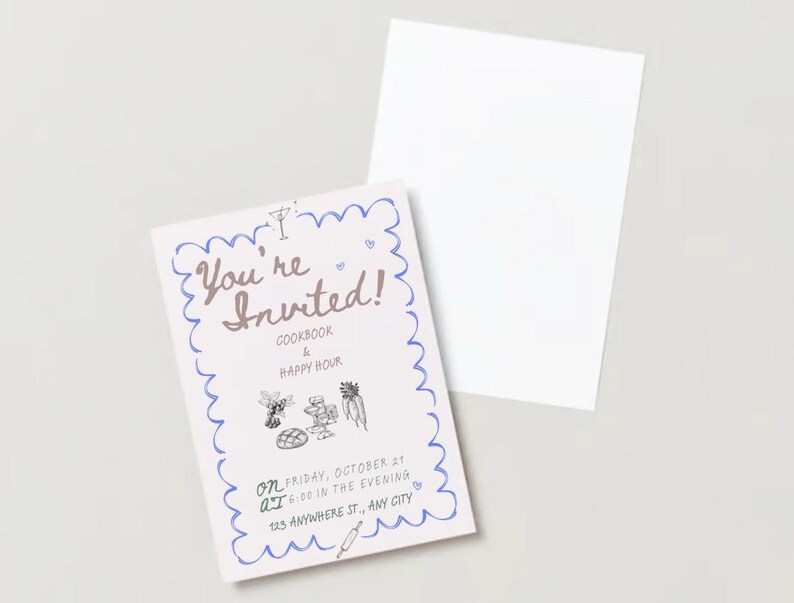 Cookbook and Happy Hour Invite Template - Etsy