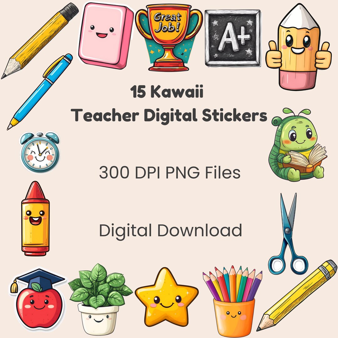 Teacher Digital Stickers Bundle, Classroom Planner Stickers, School ...