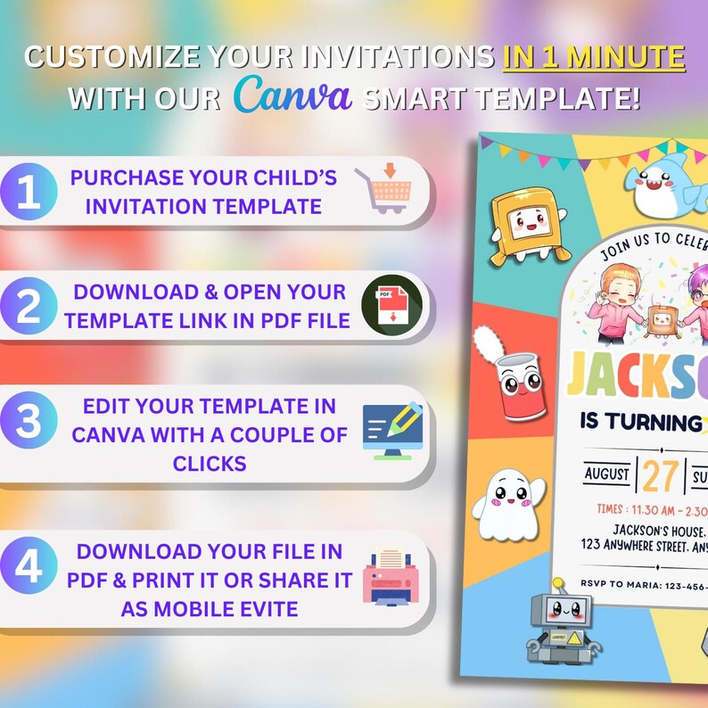 Lankybox Birthday Invitation, Lankybox Birthday, Lankybox Invitation ...