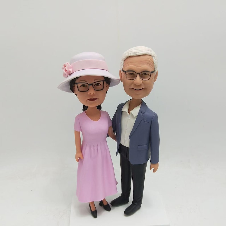 Custom Personalized Couple Figurine Handcrafted Anniversary Cake Topper ...