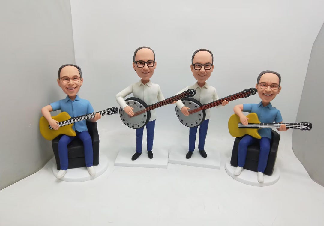 Custom Musician Figurine Lifelike Desk Display Bass Guitar Player ...