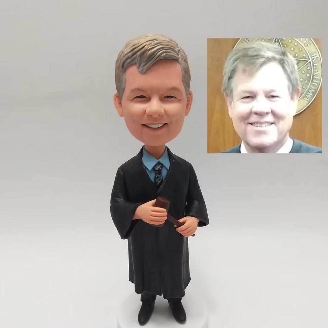Custom Judge Bobblehead Personalized Male Figurine Holding Gavel Lawyer ...