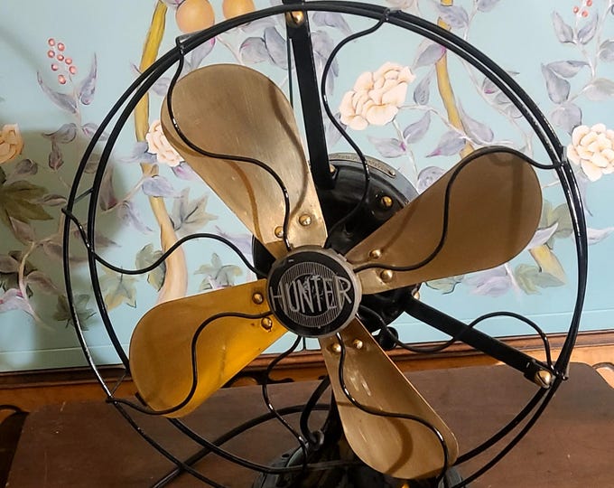 Hunter Antique Desk Fan No. 12 With Brass Blades, With a Steampunk Vibe ...